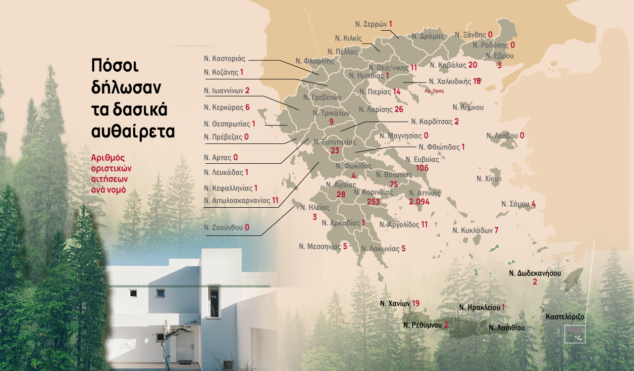 Δασικά αυθαίρετα: Ελάχιστοι τα δήλωσαν για να τα σώσουν [χάρτης ...